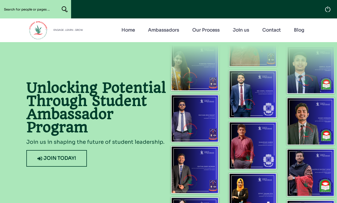 ENGAGE . LEARN . GROW - CQR Student Ambassador